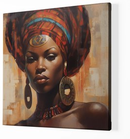 Obraz na plátně - Africká žena s turbanem FeelHappy.cz Velikost obrazu: 120 x 120 cm