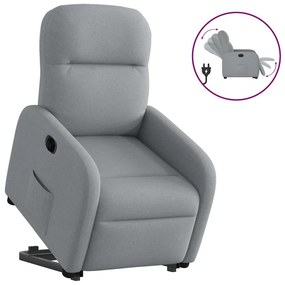 Elektrické zvedací polohovací křeslo světle šedé textil 3302992