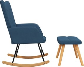 Houpací křeslo se stoličkou modré textil 328022