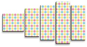 Sablio Obraz - 5-dílný Veselé barevné puntíky - 100x60 cm
