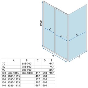 Sprchový kout REA PRIMO SLIDE 100/dveře x 80/zástěna cm, chrom/transparent - bez vaničky