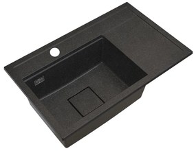 Gamma Quadro 8151, 1-komorový granitový dřez 800x500x220 mm, černá skvrnitá, GMA-ZLE000185