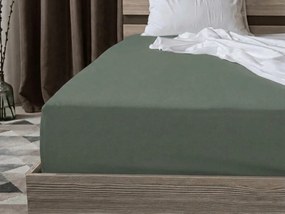 Bavlněné prostěradlo s gumou STANDARD 90 x 200 cm šedozelené