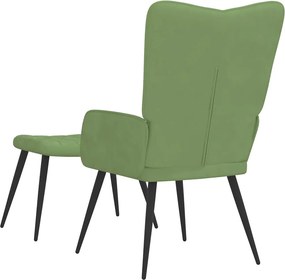 Relaxační křeslo se stoličkou světle zelené samet 327691