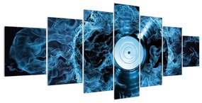Obraz gramofonové desky v modrém ohni (210x100 cm)