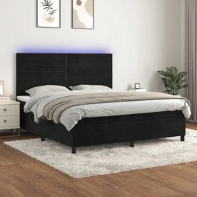 Fionshop 264251245 Box spring postel s matrací a Led černá 180x200 cm sam