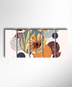 Malvis ® Obraz Akvarelové květiny a tvary ROZMĚR (šířka x výška): pětidílný obdélník 200x90 cm