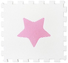 Vylen Pěnové podlahové puzzle Minideckfloor s hvězdičkou Bílý s růžovou hvězdičkou 340 x 340 mm