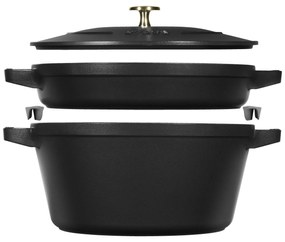 Staub Sada 2v1: litinový hrnec a pánev s poklicí, Ø 24 cm, černá 1010877