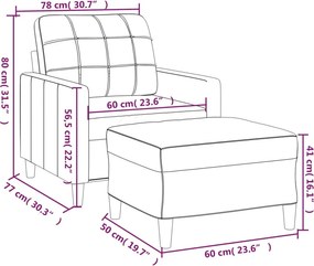 Křeslo s podnožkou tmavě šedé 60 cm textil 3200994