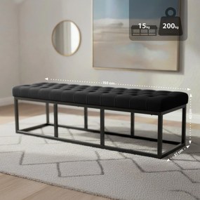 Lavice Polson samet černá konstrukce 150 cm