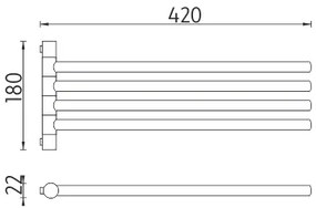 Nimco Držák na ručníky otočný, 42 cm BR 11096-4-26