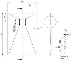 Deante Correo, obdélníková granitová sprchová vanička 100x70x3, 5 cm, šedá, DEA-KQR_S75B