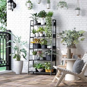 HOMCOM Knihovna v Průmyslovém Stylu - Opěrná 5 Policová 70L x 35Š x 150V cm Černá