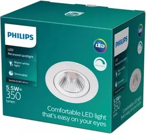 Philips Sparkle bílá / Podhledové LED svítidlo / 1x5,5W / 350lm / 2700