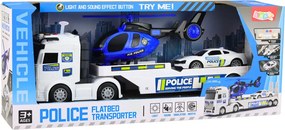 LEAN Toys Policejní souprava: Nákladní auto, odtahovka, auto, vrtulník, světla, zvuky