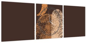 Obraz - Oranžové oblouky N⁰2 (s hodinami) (90x30 cm)