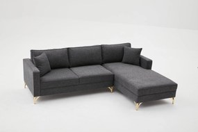 Hanah Home Rohová pohovka BERLIN antracitová se zlatou pravá 258 cm 825BLC2804
