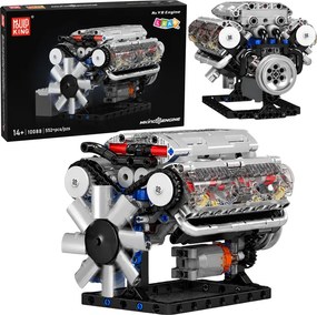 LEAN Toys Stavebnicové kostky – Motor V8, mechanický model, pohyblivé písty, 552 dílů