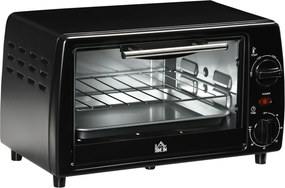 HOMCOM Mini trouba 10L 750W do 230°C s časovačem 60 min malá elektrická trouba včetně plechu a roštu 36,5x26x22 cm černá | Aosom.de
