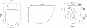 Rea Carlos Slim Lava Shiny, závěsná WC mísa Rimless 49,5x37x35,5 cm, imitace kamene, REA-C0536