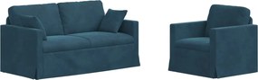 Set pohovek 2 ks Modrá samet 3407559