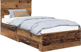 Rám postele s čelo Staré dřevo 90 x 190 cm Kompozitní dřevo 3410956