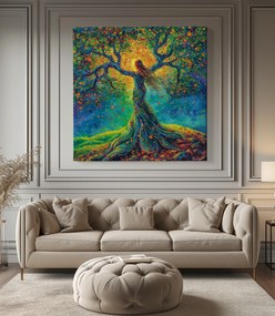 Obraz na plátně - Strom života Sola plně ve spojení FeelHappy.cz Velikost obrazu: 140 x 140 cm