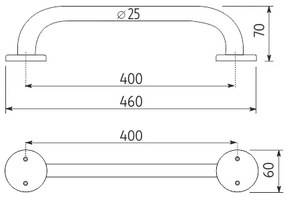 Koupelnové madlo 40 cm x 25 mm do koupelny, sprchy, pro seniory NIMCO Madla BM 7235-18