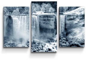 Sablio Obraz - 3-dílný Černobílý vodopád - 75x50 cm