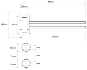 Sapho, X-STEEL otočný držák na ručníky dvojitý 420mm, broušená nerez, XS405