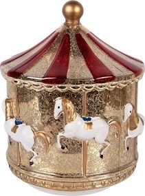 Zlatá svítící dekorace Christmas Carousel LED - Ø 15*17 cm / 3*AA