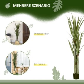 Umělá rostlina yucca HOMCOM v květináči 190 cm - 39 realistických listů pro dekoraci domova, obývacího pokoje, kanceláře a zahrady Ø17x190 cm Zelená
