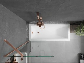 Mexen Next, 1-křídlová vanová zástěna 70 x 150 cm, 6mm čiré sklo, měděná matná, 895-070-000-00-00-65