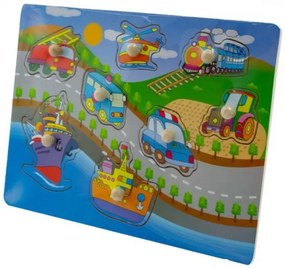 Dřevěné zábavné puzzle vkládací , 30x22,5cm - Ulice