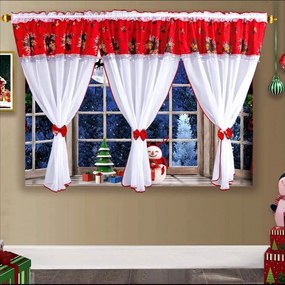 Luxusní hotová vánoční záclona Gwen červená 400x160 cm