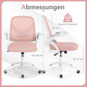 Costway Ergonomická kancelářská židle se sklopnými područkami a houpacím stolem