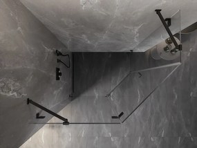 Mexen Lunar, Pětiúhelníkový sprchový kout Mexen Lunar naklápěcí doleva 100 x 80 cm, 8mm čiré sklo, černý profil, 831-100L-080P-70-00-L