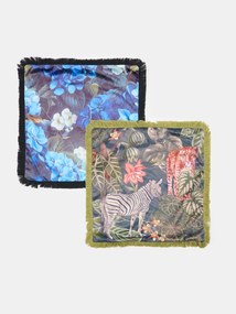 Sinsay - Decorative pillowcase with fringes in tropical pattern - zelená