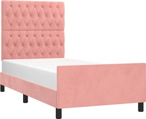 Rám postele s čelem růžový 100x200 cm samet 3125927