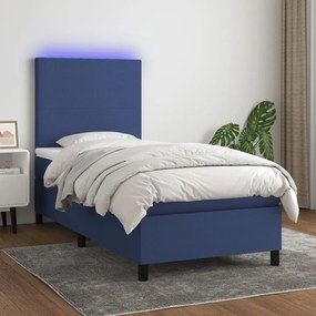 Box spring postel s matrací a LED modrá 80 x 200 cm textil 3134675