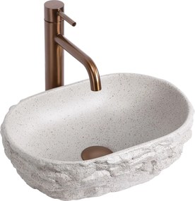 Rea Evora, oválné umyvadlo na desku, 375x255x120mm, béžová-imitace kamene, REA-U3225