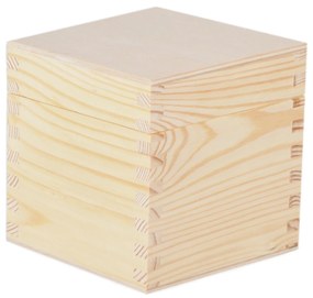 Dřevěná krabička s víkem - 10 x 10 x 10 cm, přírodní