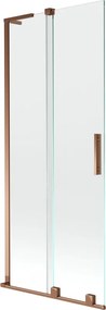 Mexen Velar L, 2-křídlová posuvná vanová zástěna 85 x 150 cm, 8mm čiré sklo, růžové zlato, 896-085-003-01-60