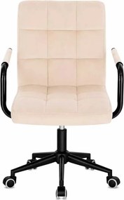 LuxuryForm DESIGN Otočná židle VERONA BLACK VELUR na černé podstavě s kolečky - krémová