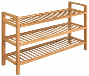 Botník se 3 policemi 100 x 27 x 60 cm masivní dubové dřevo 244209