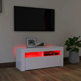 TV skříňka s LED osvětlením bílá 90 x 35 x 40 cm