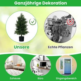 Costway Umělý cedr topiary strom s květináč a slunce odolné listy borovice