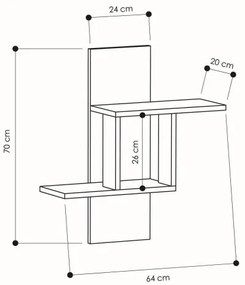 Nástěnná police MILL 70x64 cm bílá
