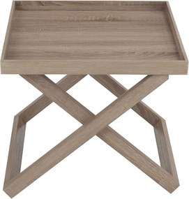 Hnědý dřevěný odkládací stolek s podnosem Butlertray - 52*52*46cm